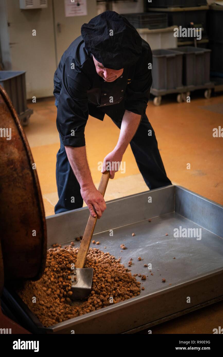 France, Rhone, Lyon, chocolate factory Voisin, praline production Stock ...
