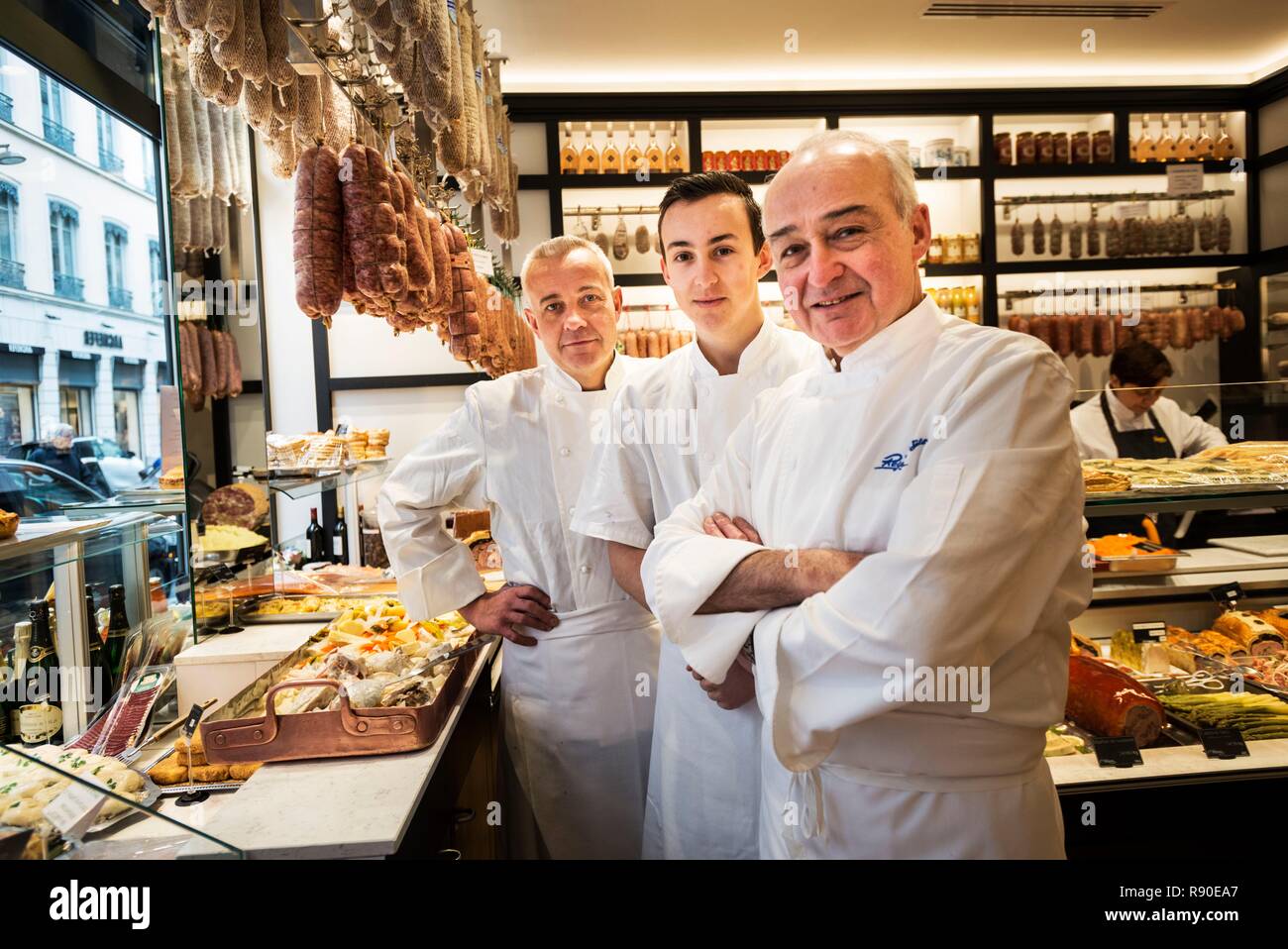 France, Rhone, Lyon, famous delicatessen George Reynon, 3 generations ...