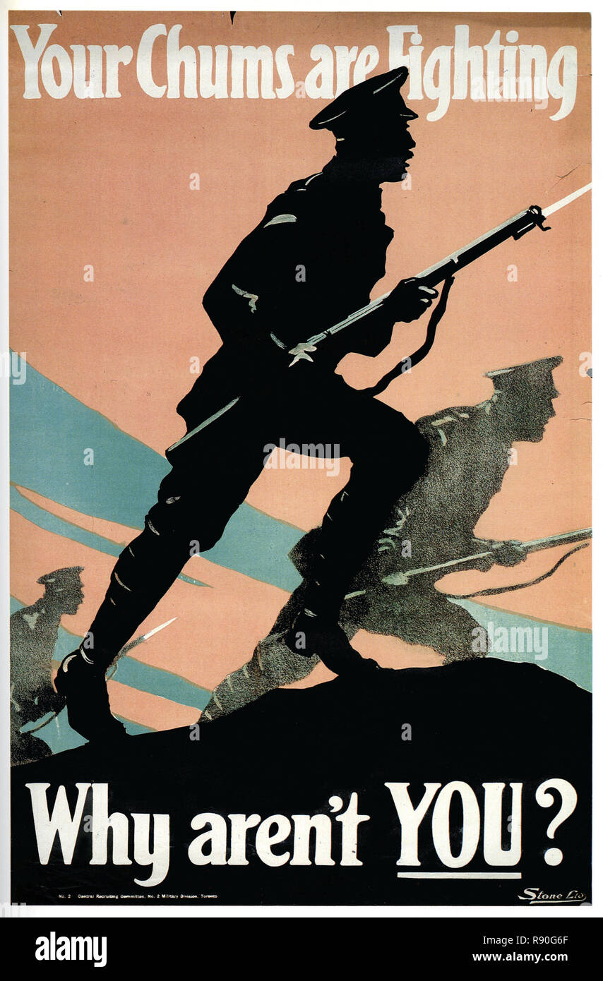 Your Chums Are Fighting - Vintage Canadian Propaganda Poster Stock ...