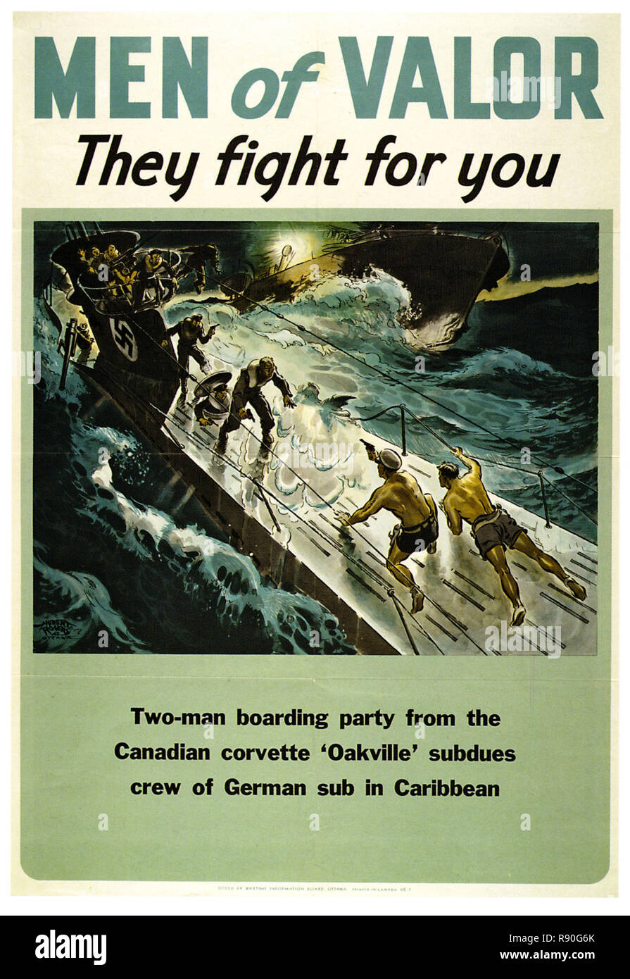 Against Overwhelming Odds - Vintage U.S Propaganda Poster Stock Photo ...