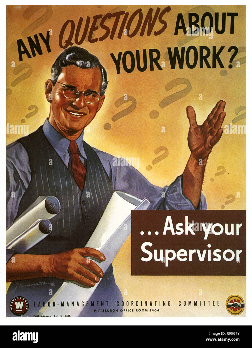 The Employees Will Win The War - Vintage U.S Propaganda Poster Stock ...