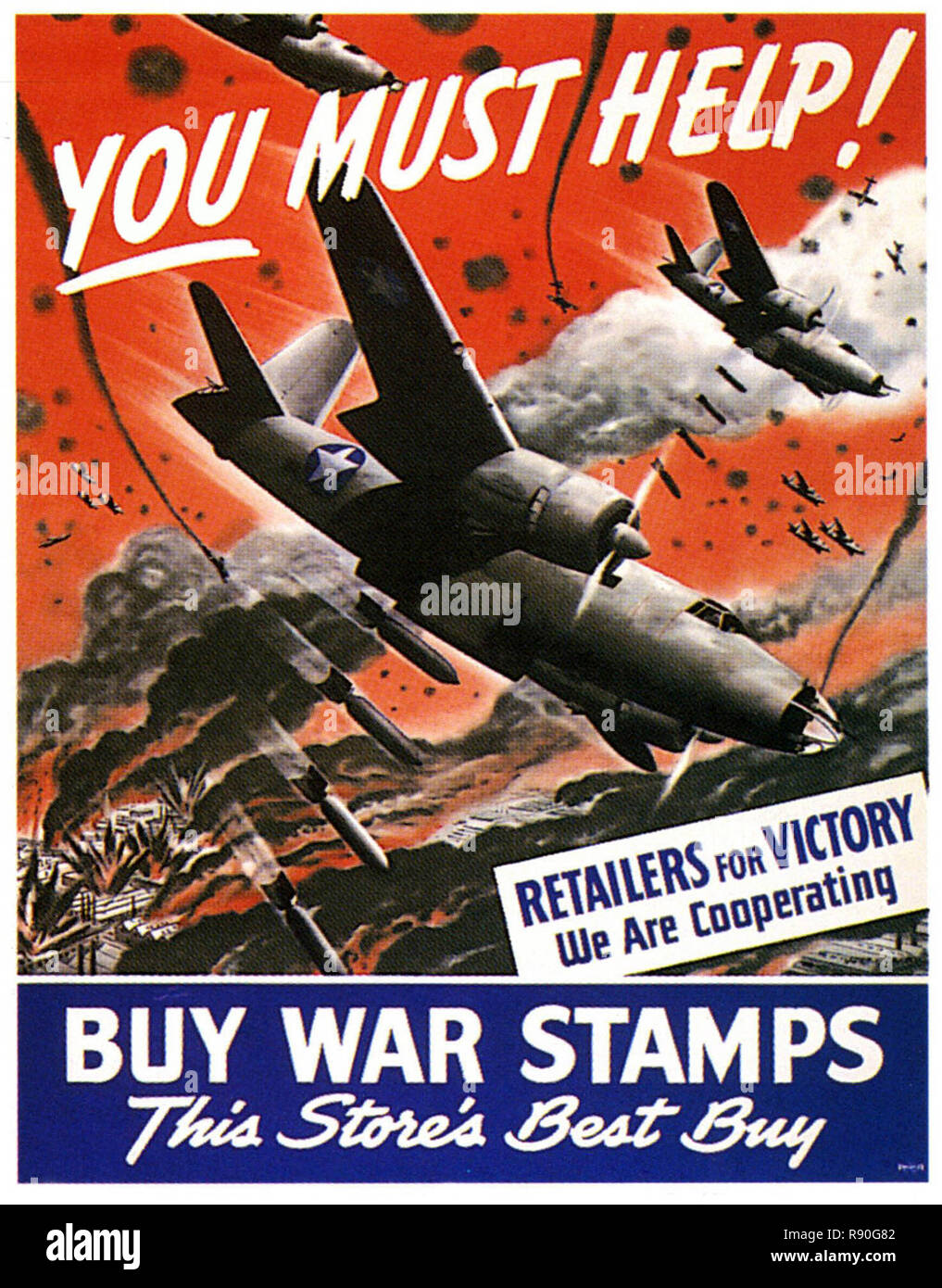 Retailers For Victory - Vintage U.S Propaganda Poster Stock Photo - Alamy