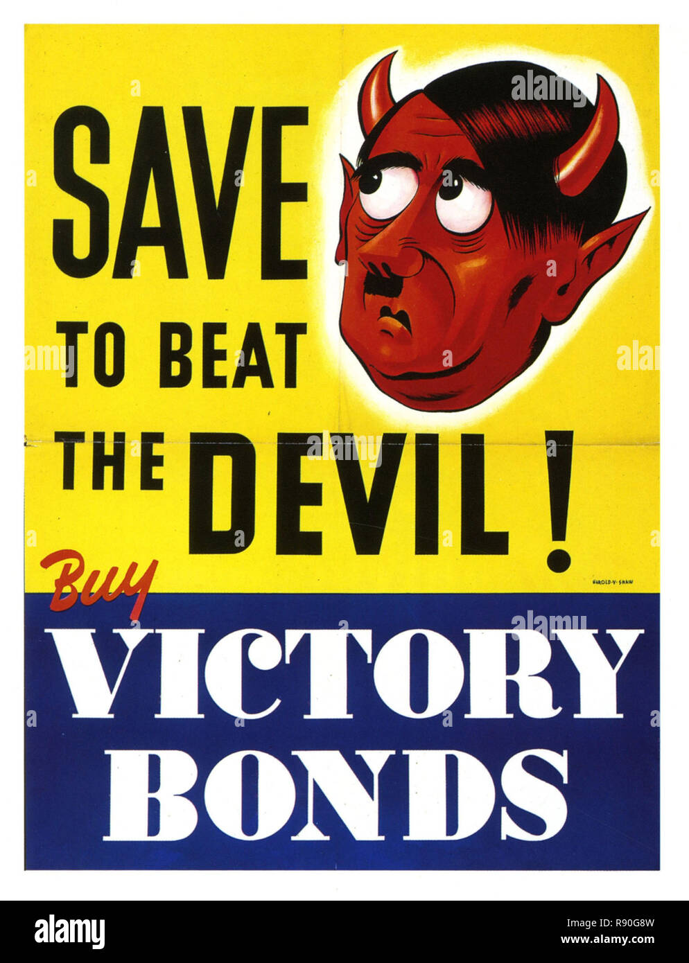 To Beat The Devil - Vintage U.S Propaganda Poster Stock Photo - Alamy