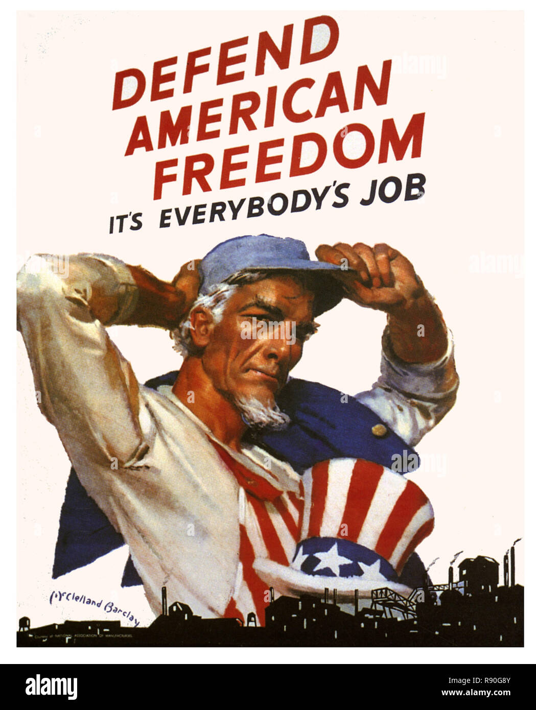 Uncle Sam Worker - Vintage U.S Propaganda Poster Stock Photo - Alamy