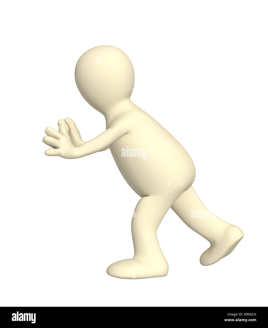 3d puppet, pushing invisible object Stock Photo - Alamy