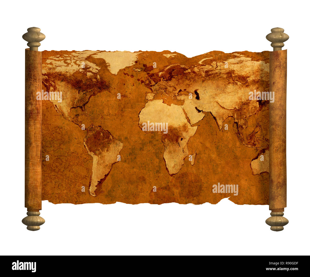 Scroll vintage world map hi-res stock photography and images - Alamy