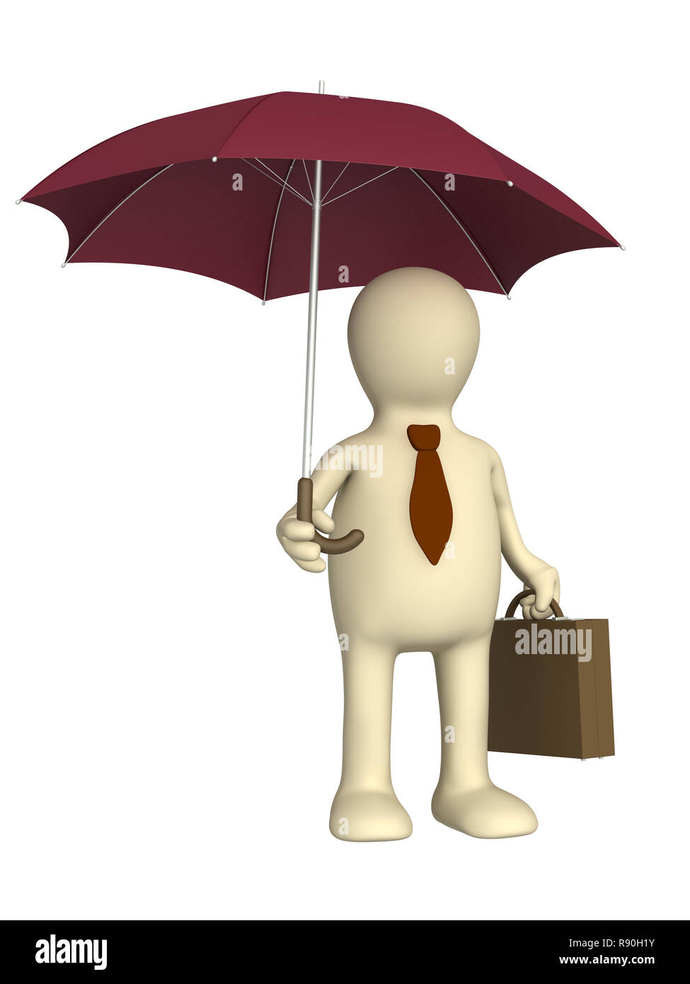 Puppet - businessman with a portfolio and umbrella Stock Photo - Alamy