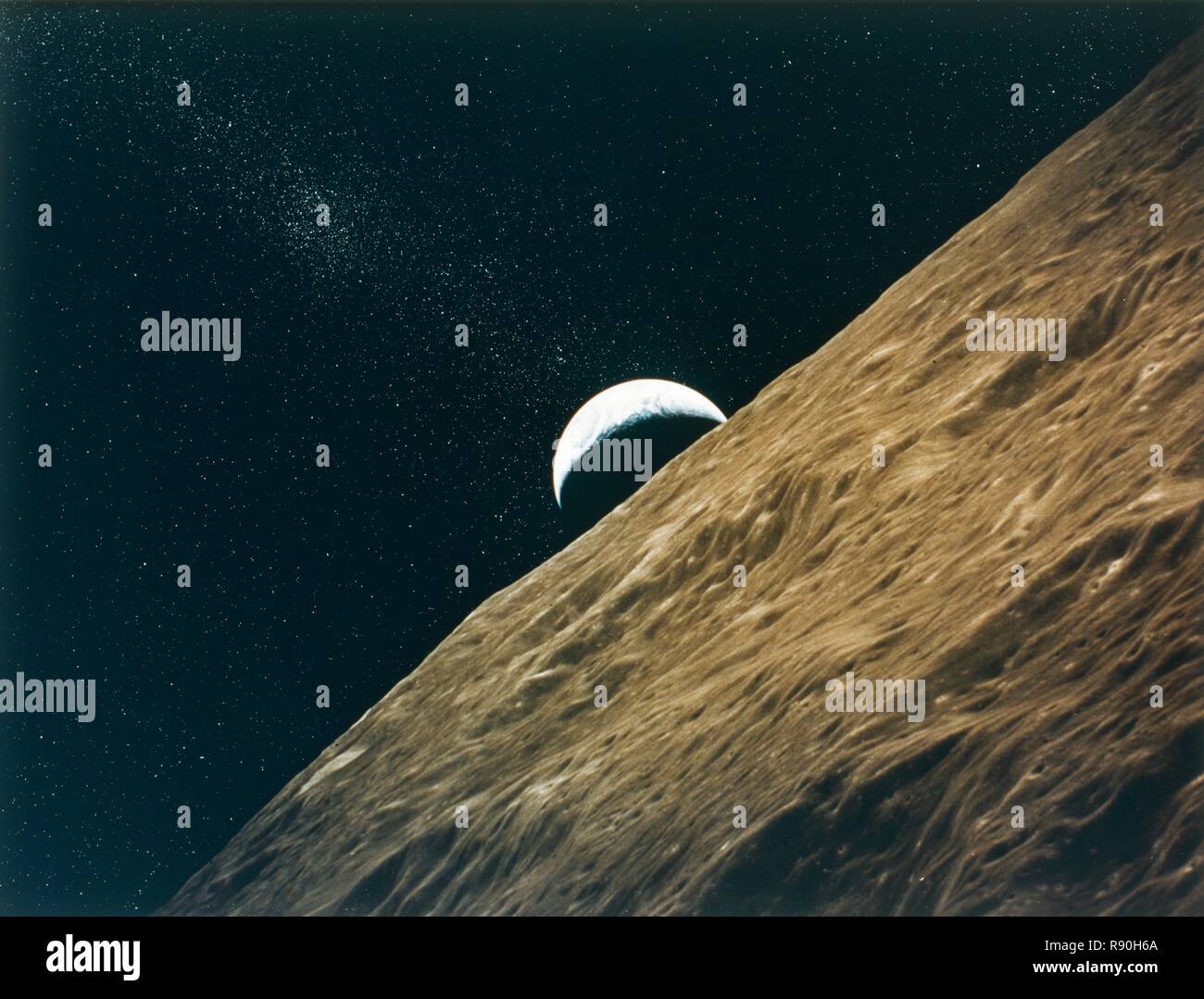 Earth rising above the Moon, seen from Apollo 15, July-August 1971 ...