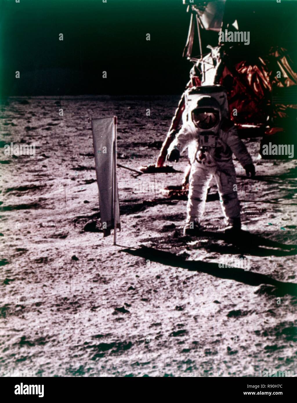 Buzz Aldrin deploys solar wind collector on the surface of the Moon ...