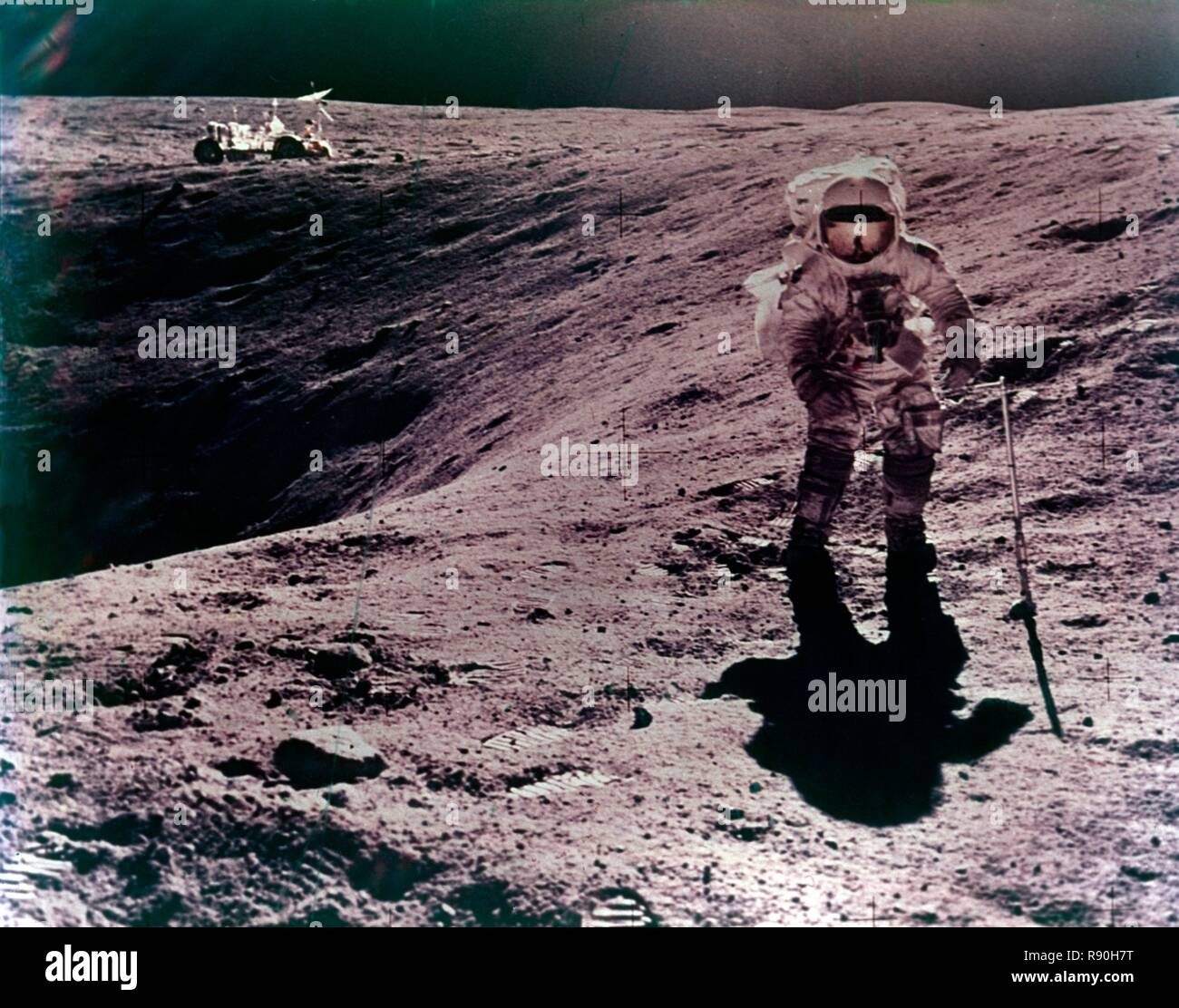 Astronaut Charles Duke at the Descartes landing site, Apollo 16 mission ...