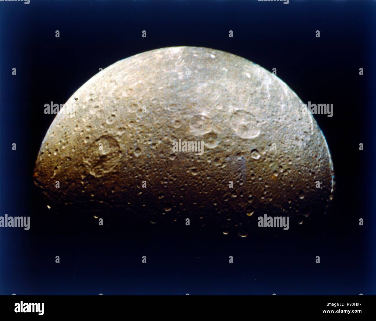 Dione, one of Saturn's moons. Creator: NASA Stock Photo - Alamy