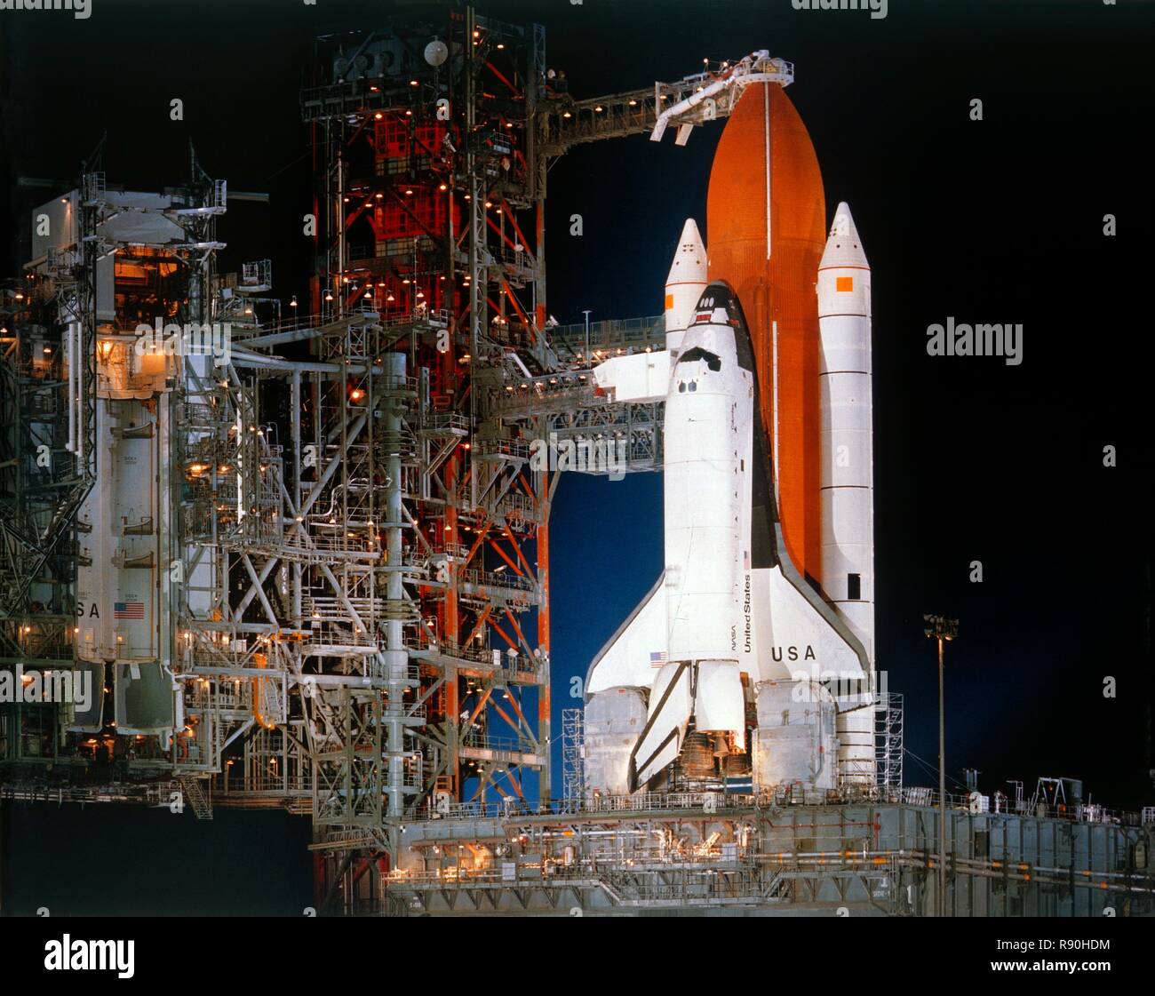 Space Shuttle 'Columbia' on launch pad, Kennedy Space Center, Florida, USA, March 1982. Creator ...