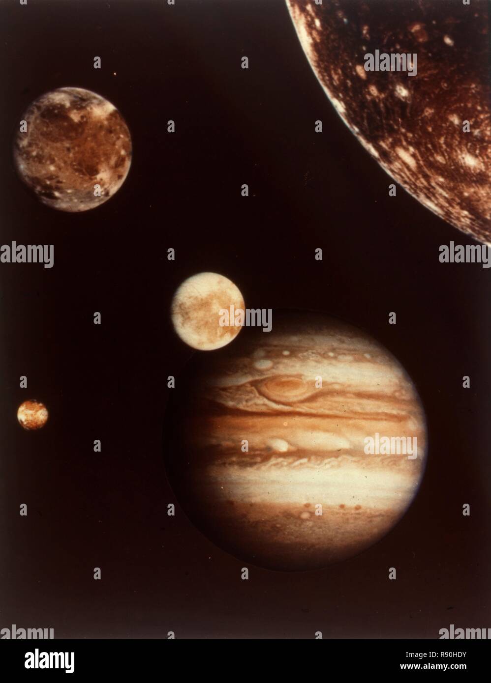 Colour composite of Jupiter and four moons. Creator: NASA Stock Photo ...