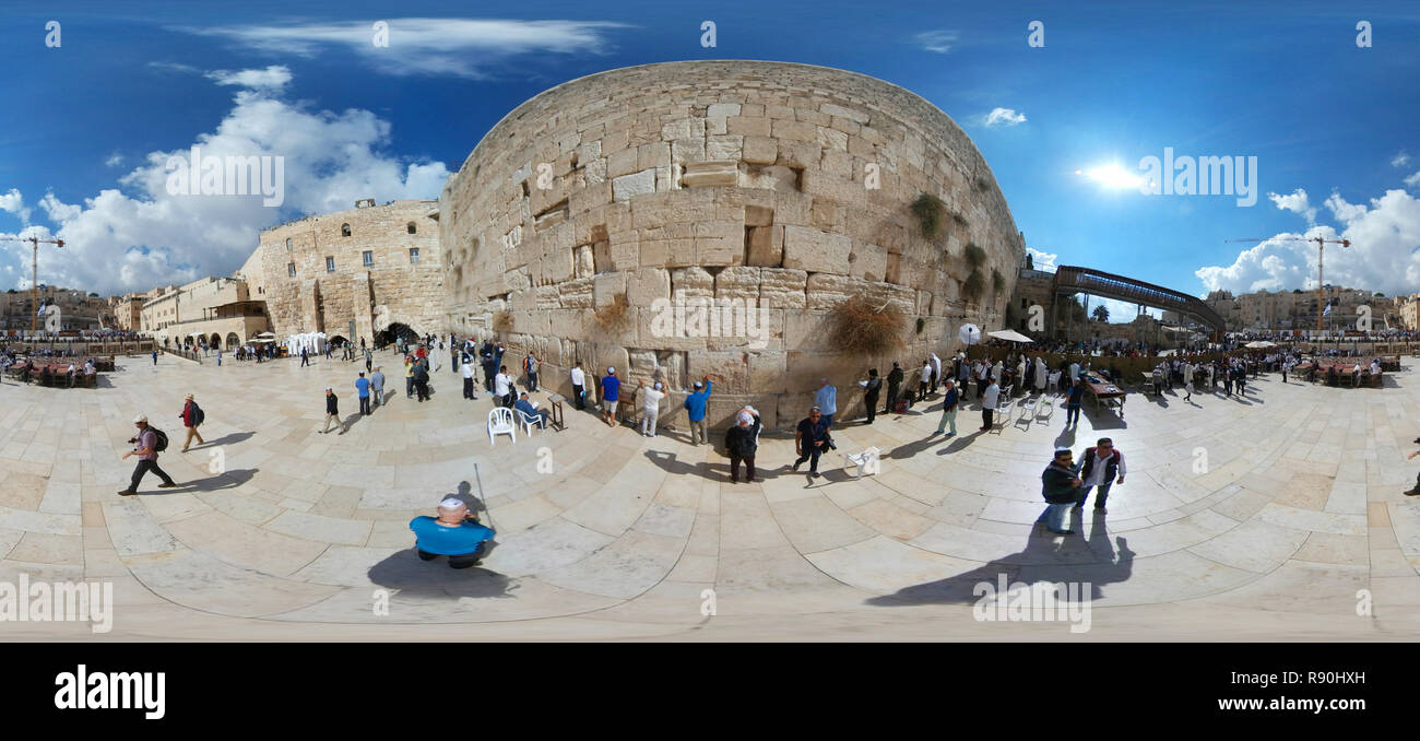 400 x 180 grad-Panorama: Klagemauer/ Western Wall, Altstadt, Jerusalem ...