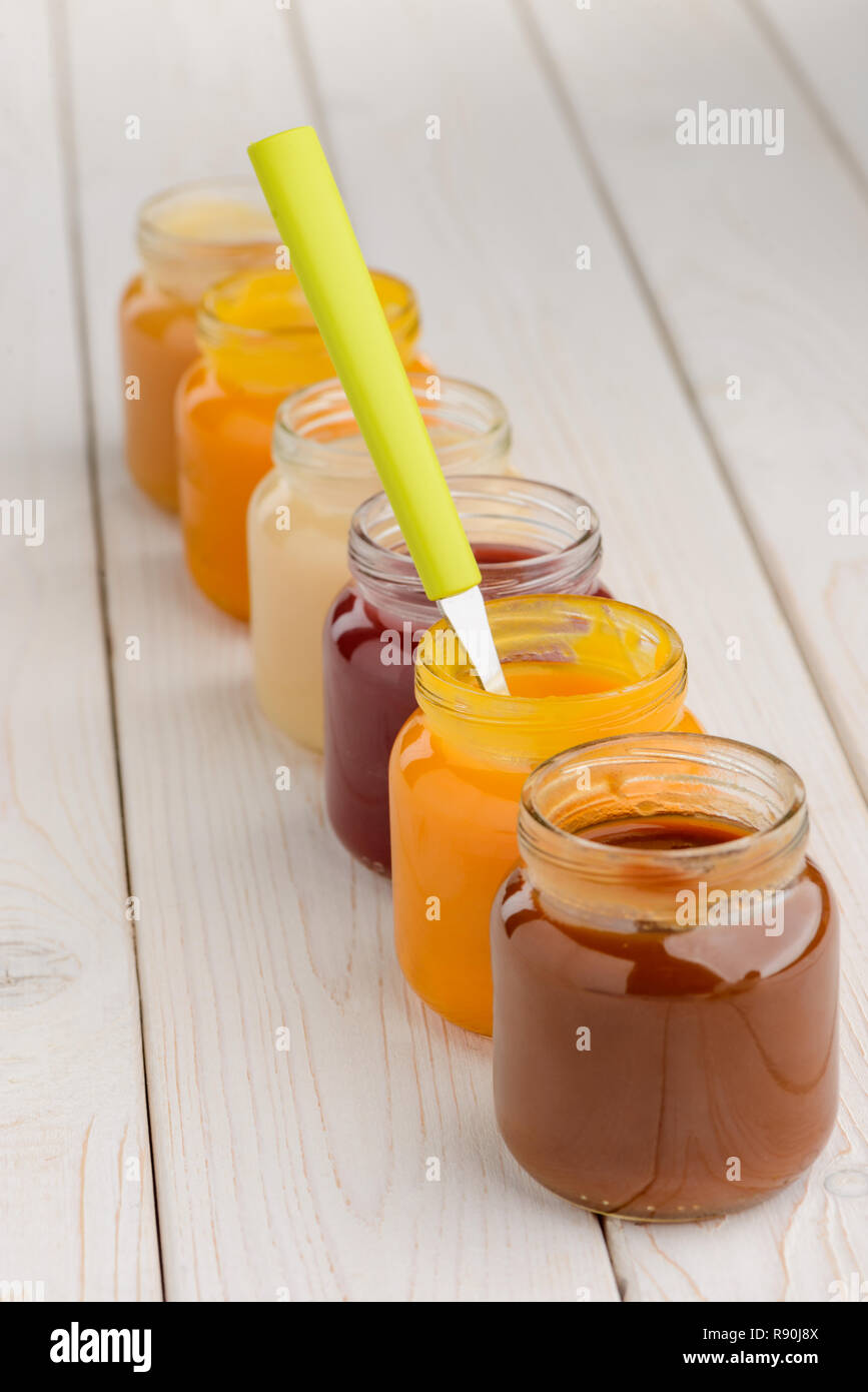 Jars of baby food Stock Photo - Alamy