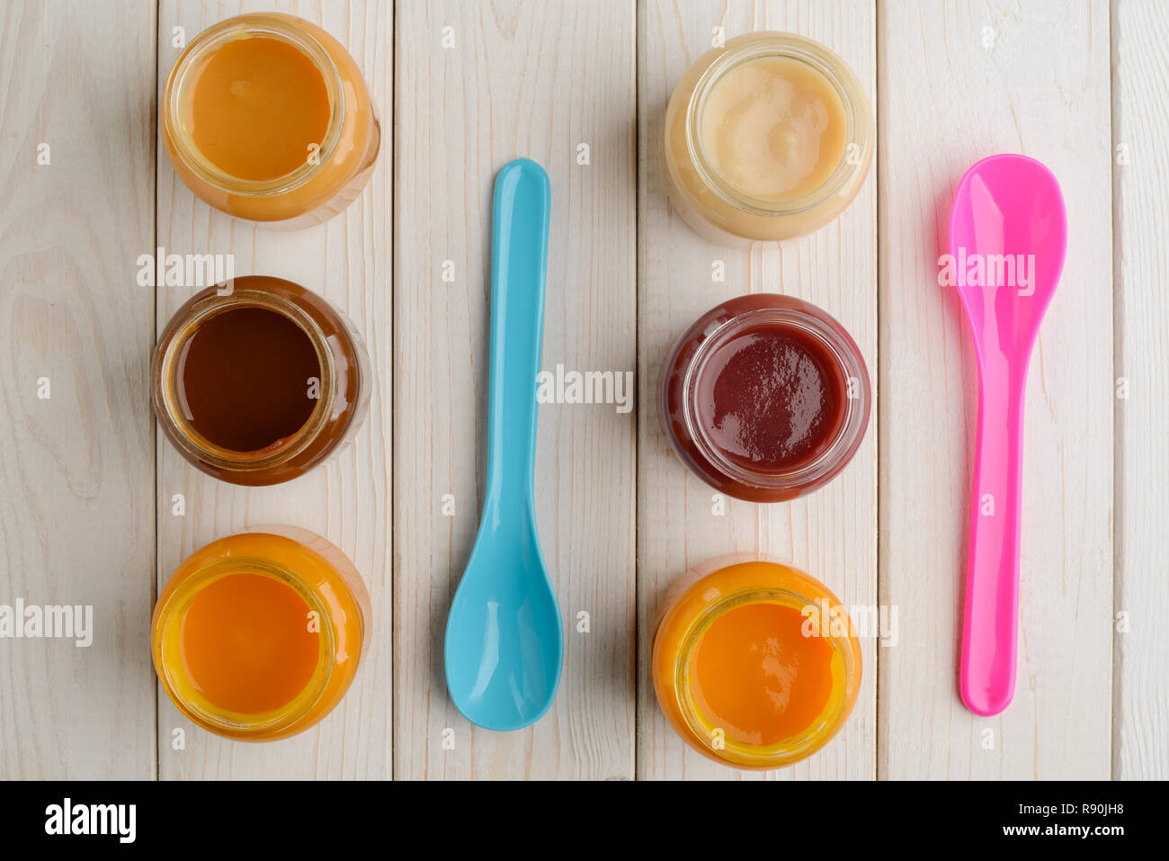Jars of assorted baby food Stock Photo - Alamy