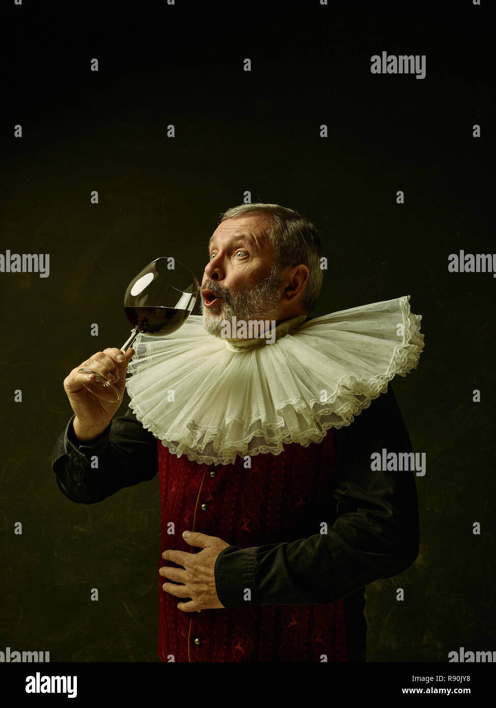 Official portrait of historical governor from the golden age with ...