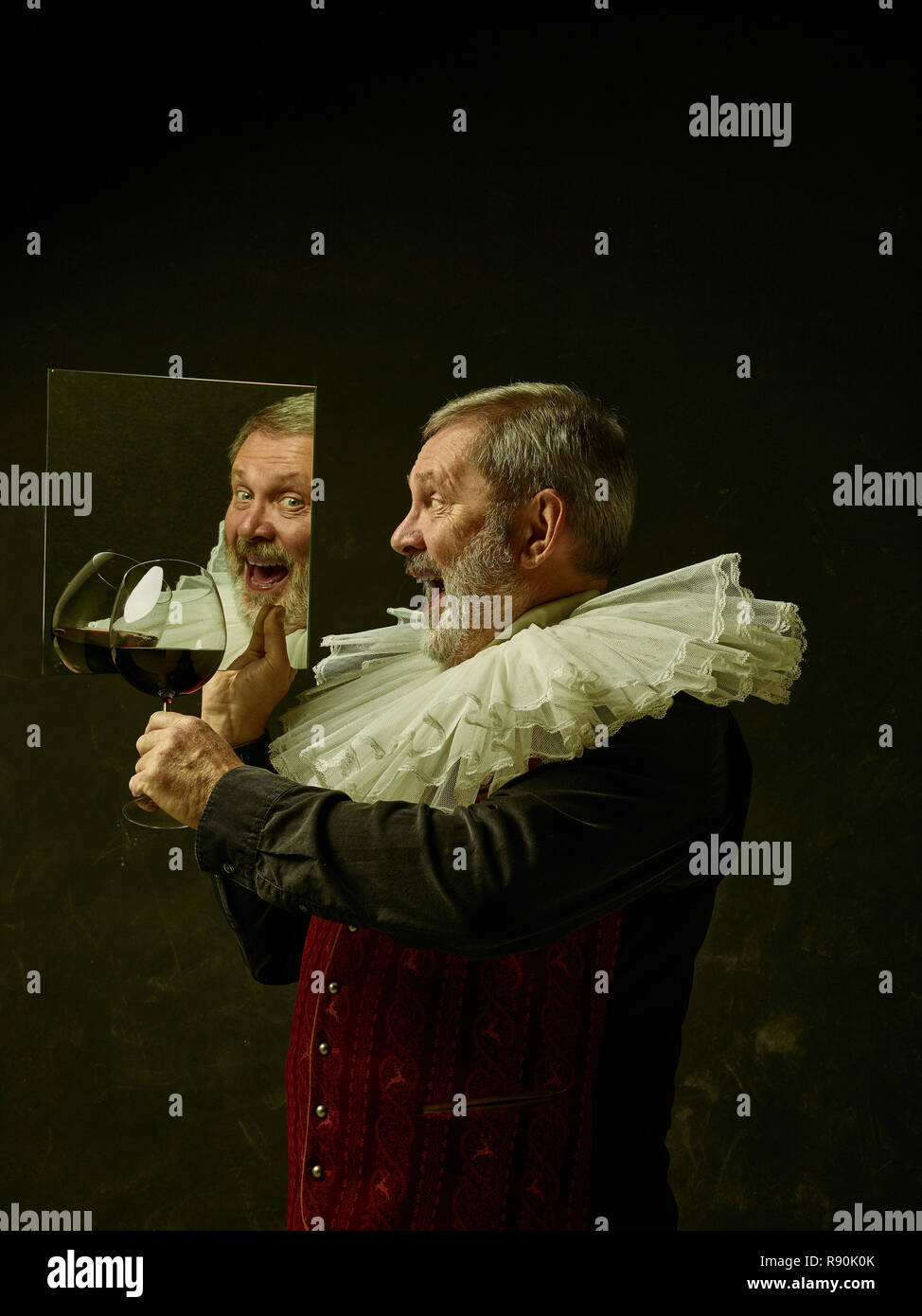 Official portrait of historical governor from the golden age with ...