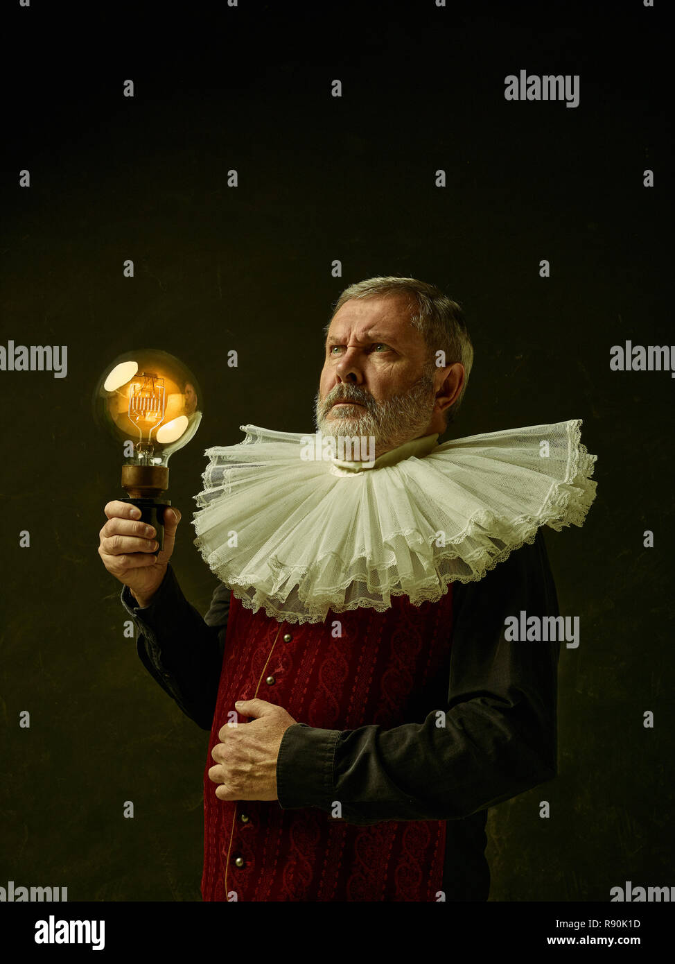 Official portrait of historical governor from the golden age with ...