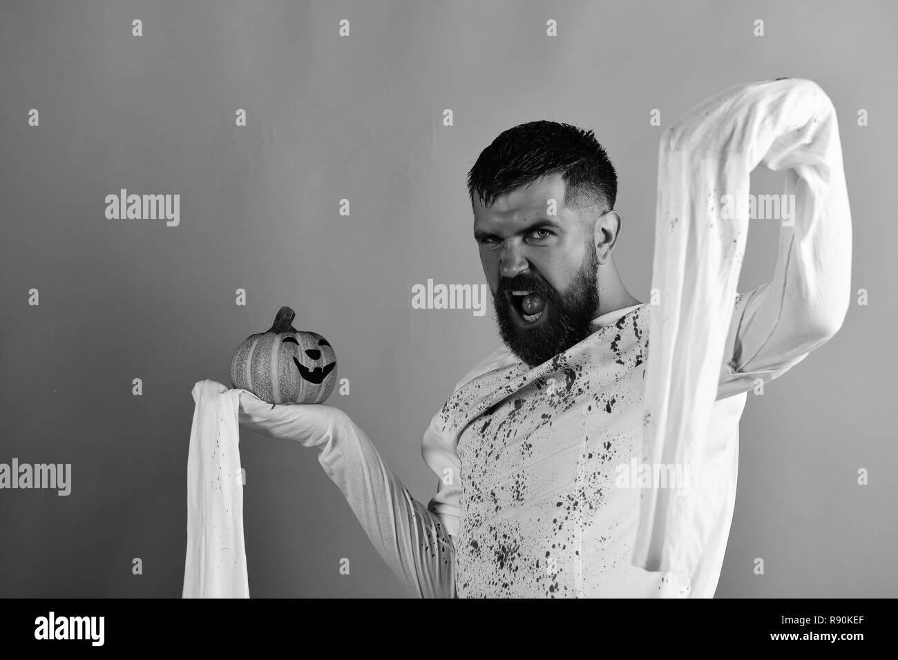 Angry man and long white beard hi-res stock photography and images - Alamy
