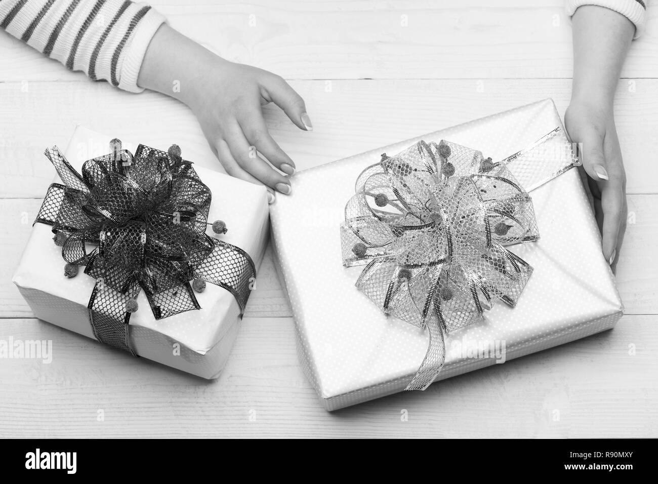 Pink christmas present Black and White Stock Photos & Images - Alamy