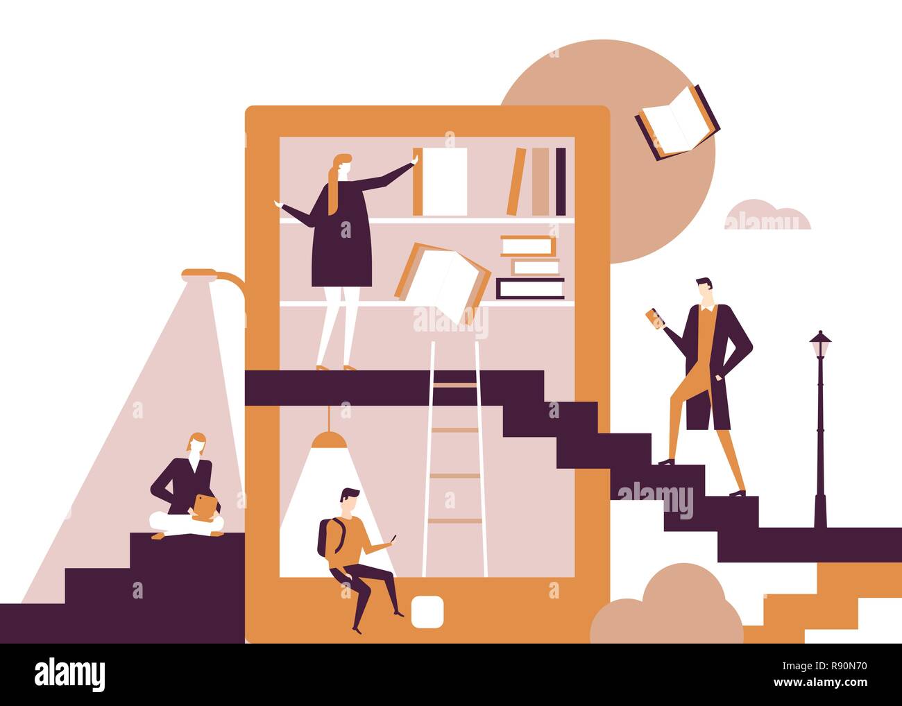 Library - flat design style conceptual colorful illustration Stock ...
