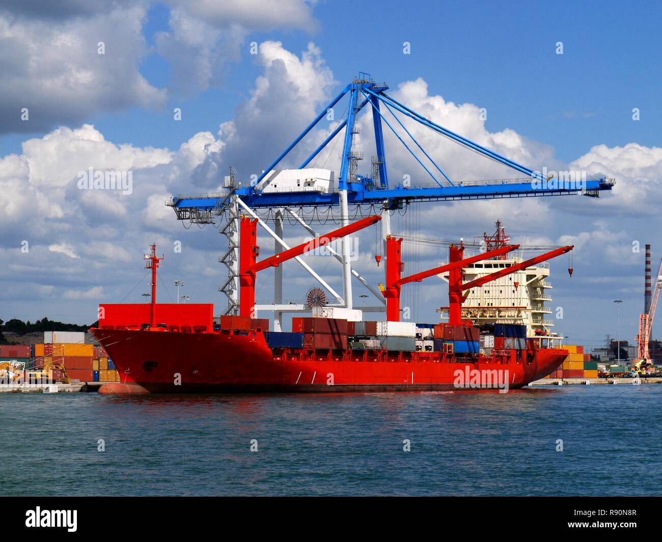 Red Container Ship Stock Photo - Alamy