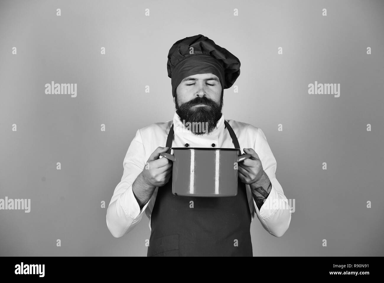 Cook man beard on Black and White Stock Photos & Images - Alamy