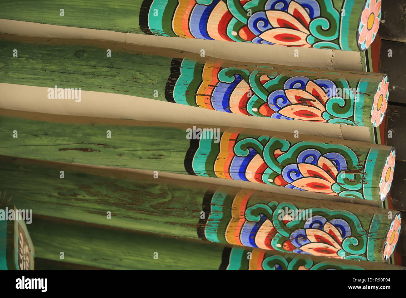 korean color in the traditional wood roof Stock Photo - Alamy