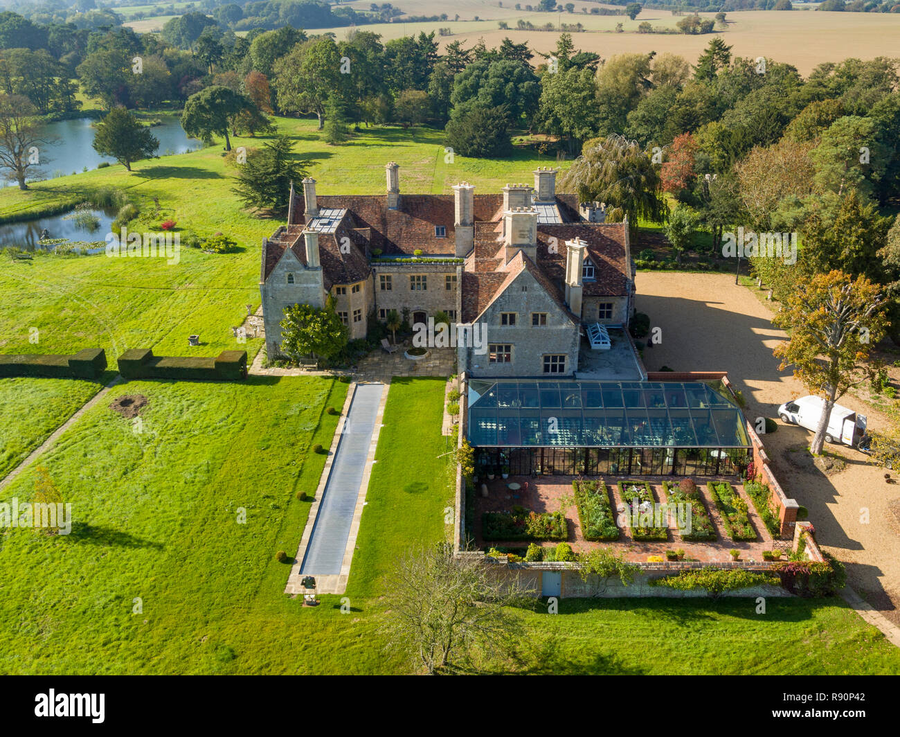 Aerial views of Henry VIII former residence, Horton Priory, Located in ...