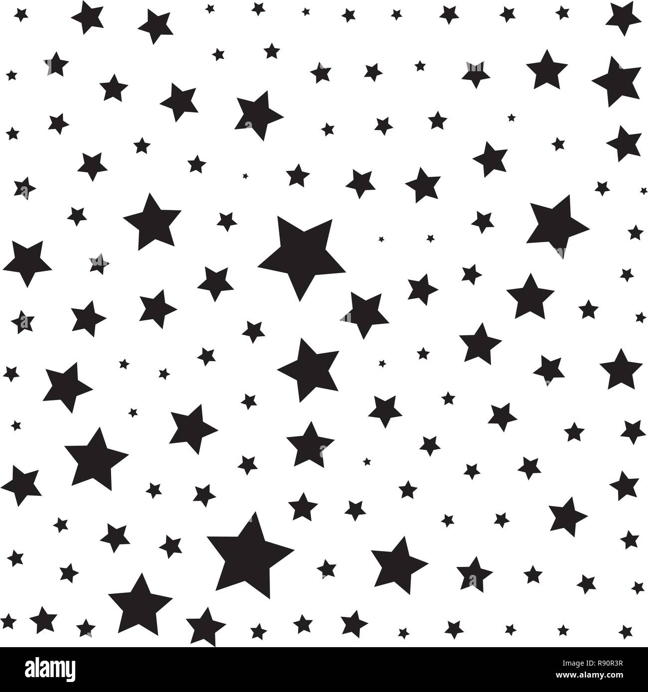 Seamless pattern with black stars on a white background. Vector ...