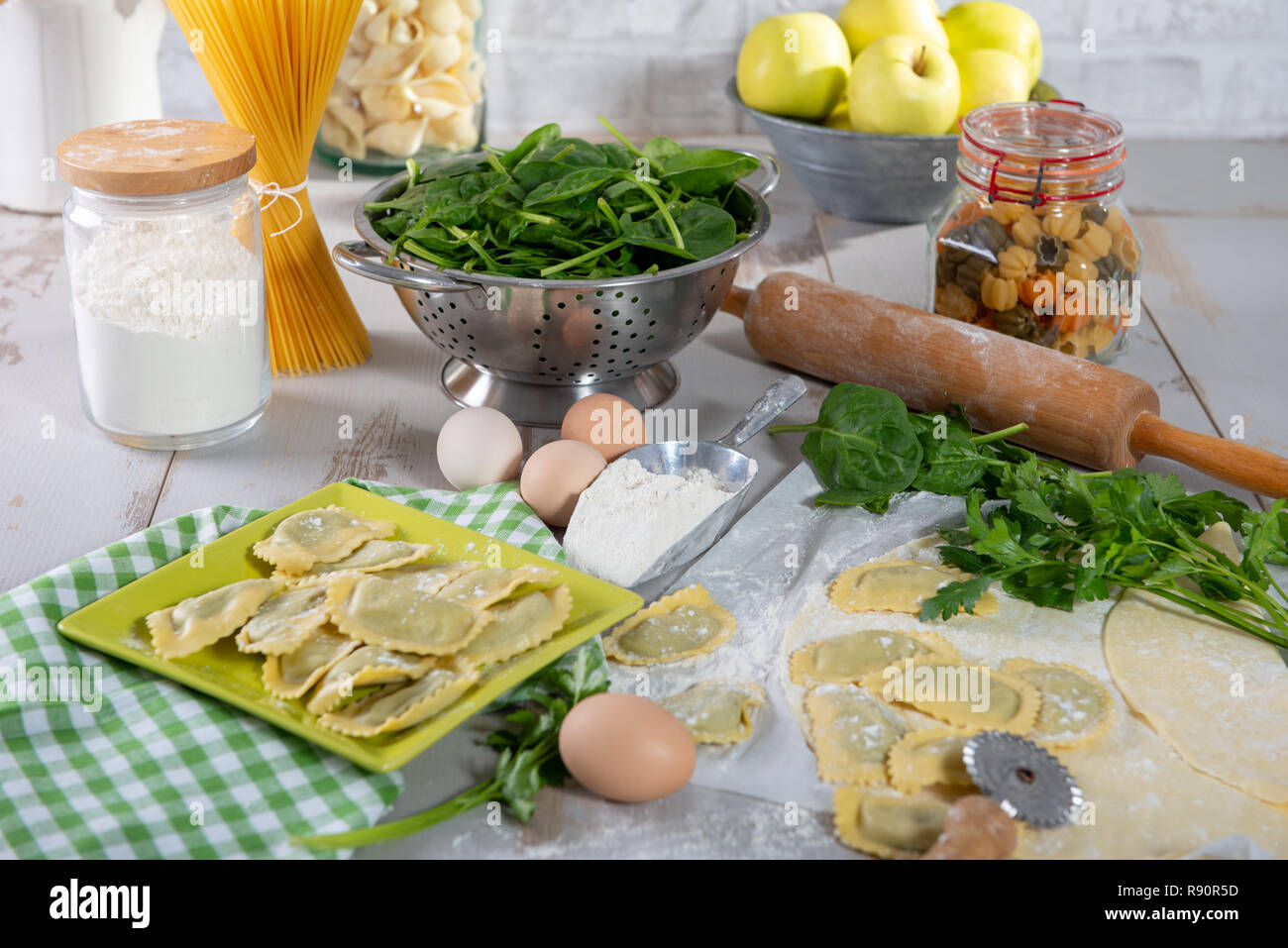 delicious traditional italian ravioli filled with spinach Stock Photo ...