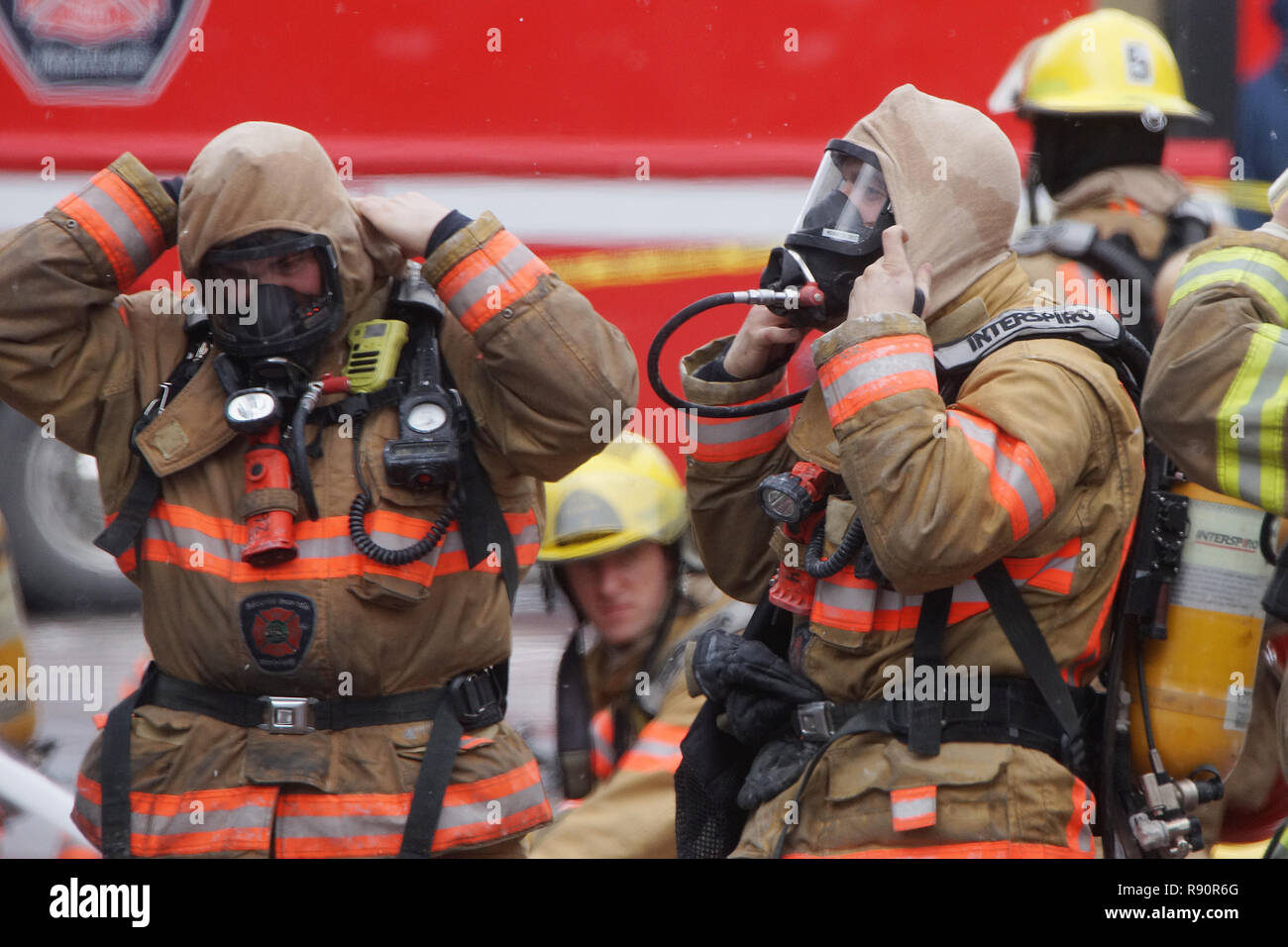 Montreal,Canada,11 March,2018.Montreal firemen fighing a restaurant ...