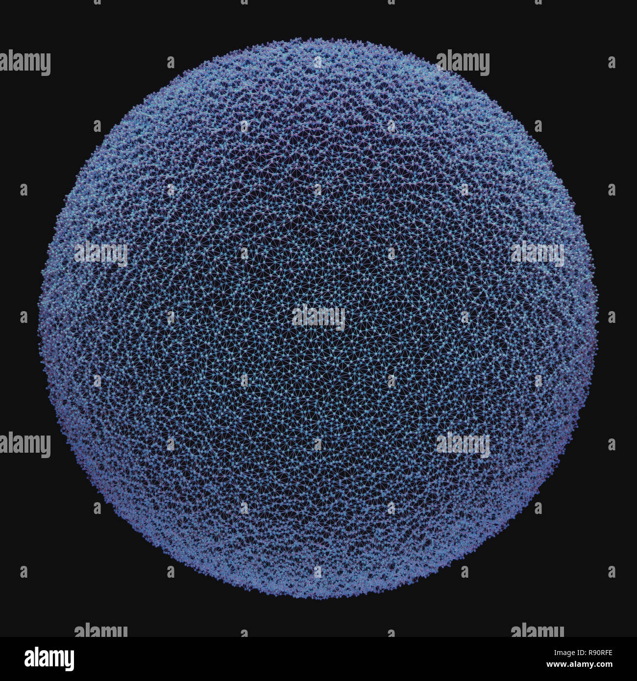 3D illustration. Spherical molecular structure. Concept image abstract ...