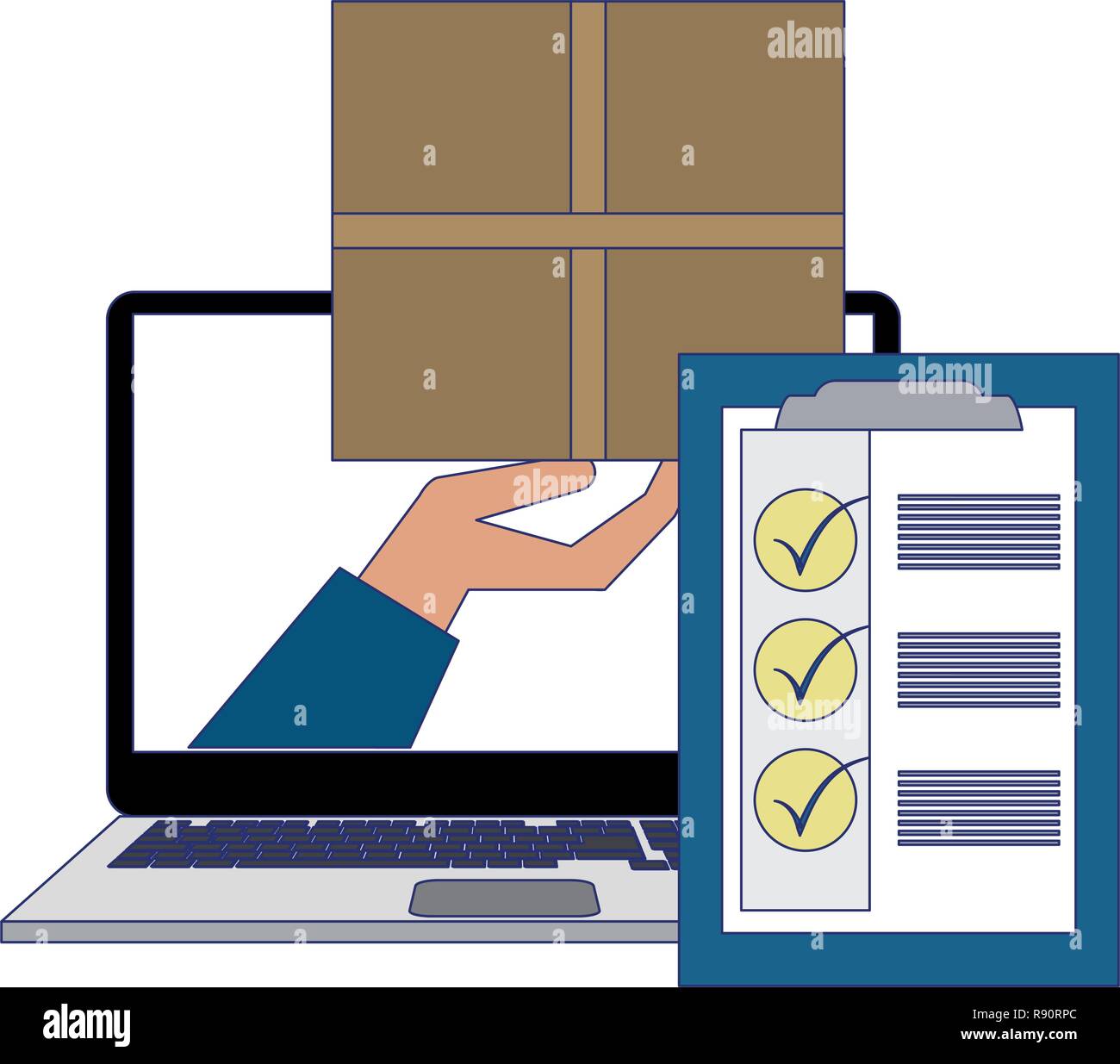 Delivery man box clipboard Stock Vector Images - Alamy