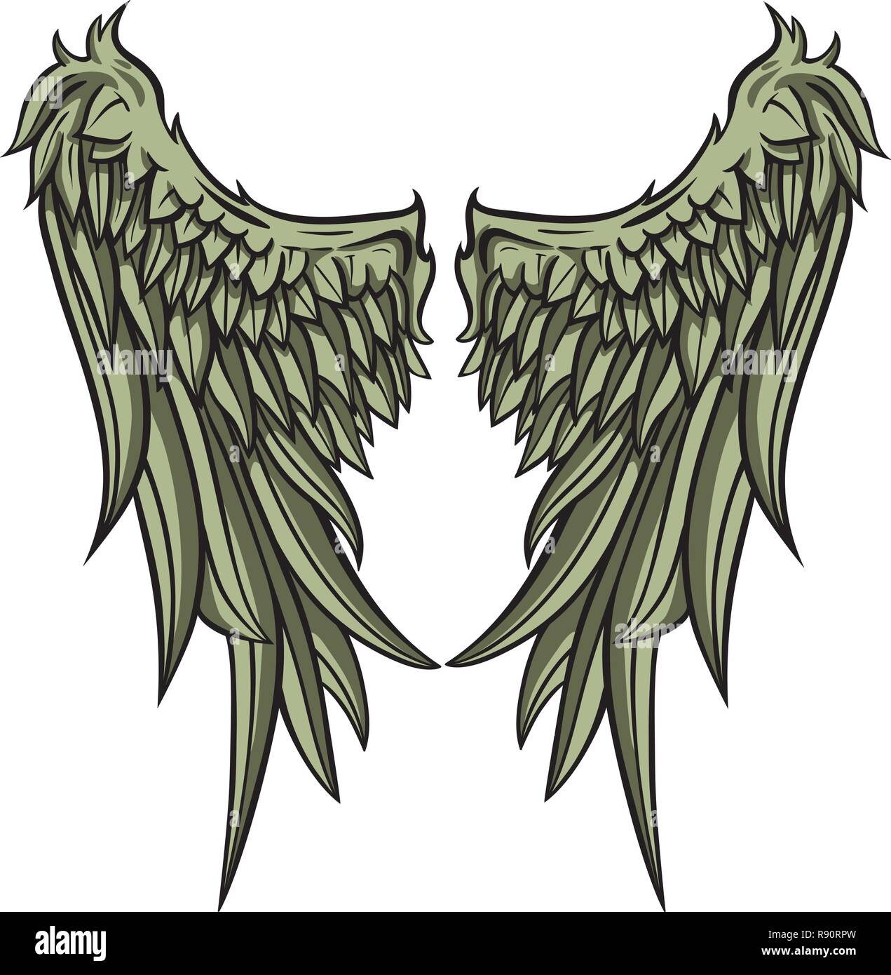 Hand drawn wings pair vector illustration Stock Vector Image & Art - Alamy