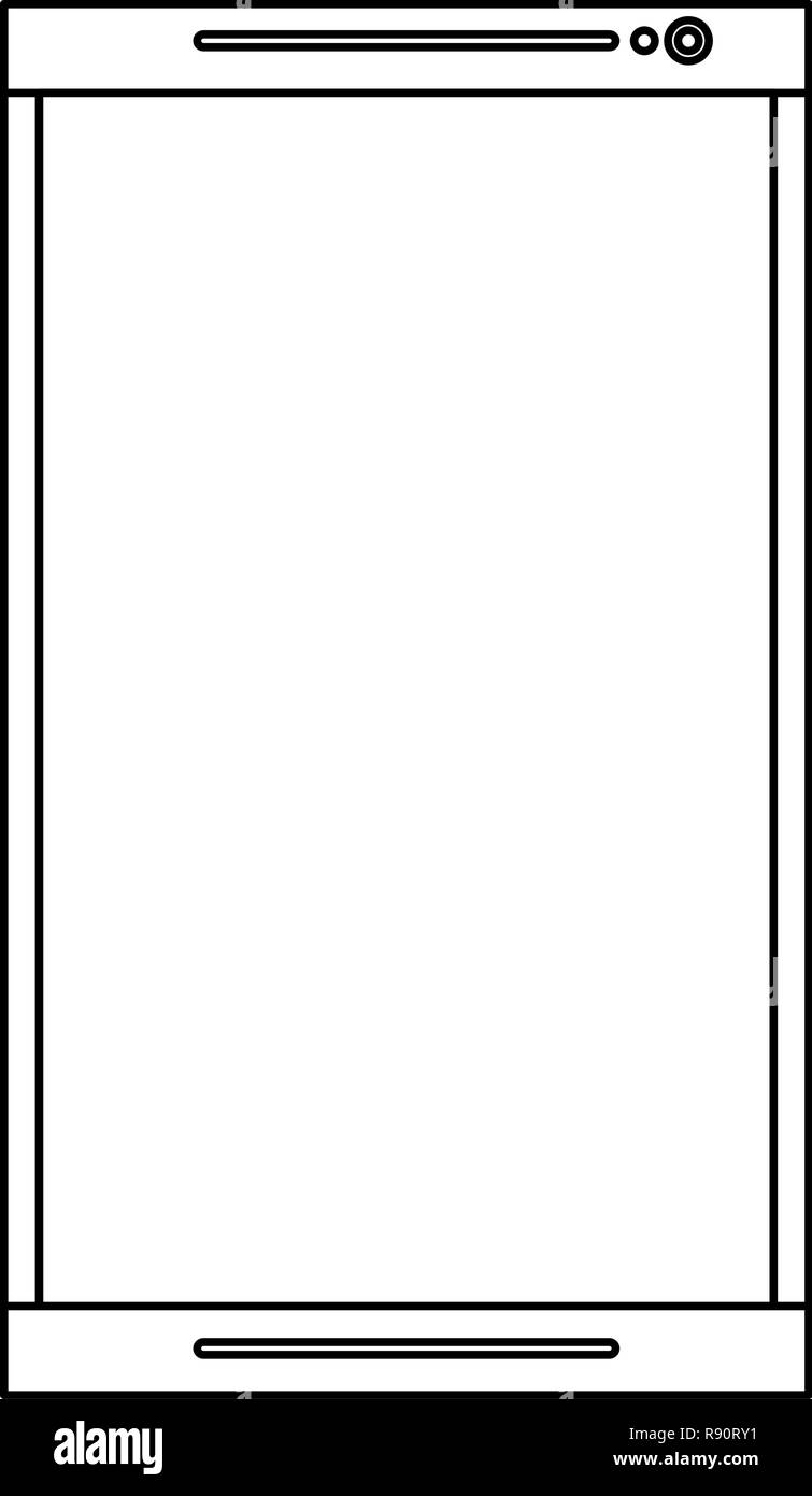 Smartphone mobile technology black and white Stock Vector Image & Art ...