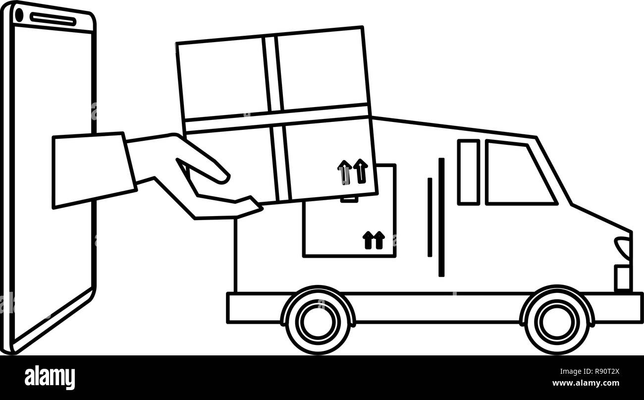 Delivery and logistics black and white Stock Vector Image & Art - Alamy