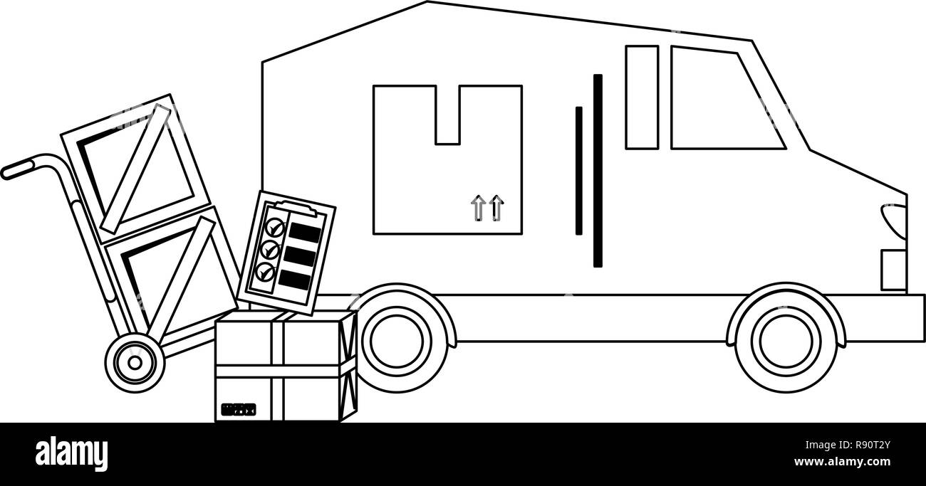 Delivery and logistics black and white Stock Vector Image & Art - Alamy