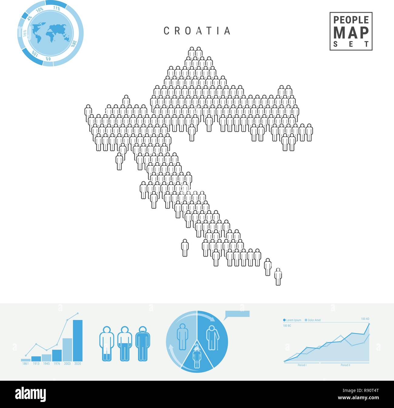 Croatia People Icon Map. Stylized Vector Silhouette of Croatia ...