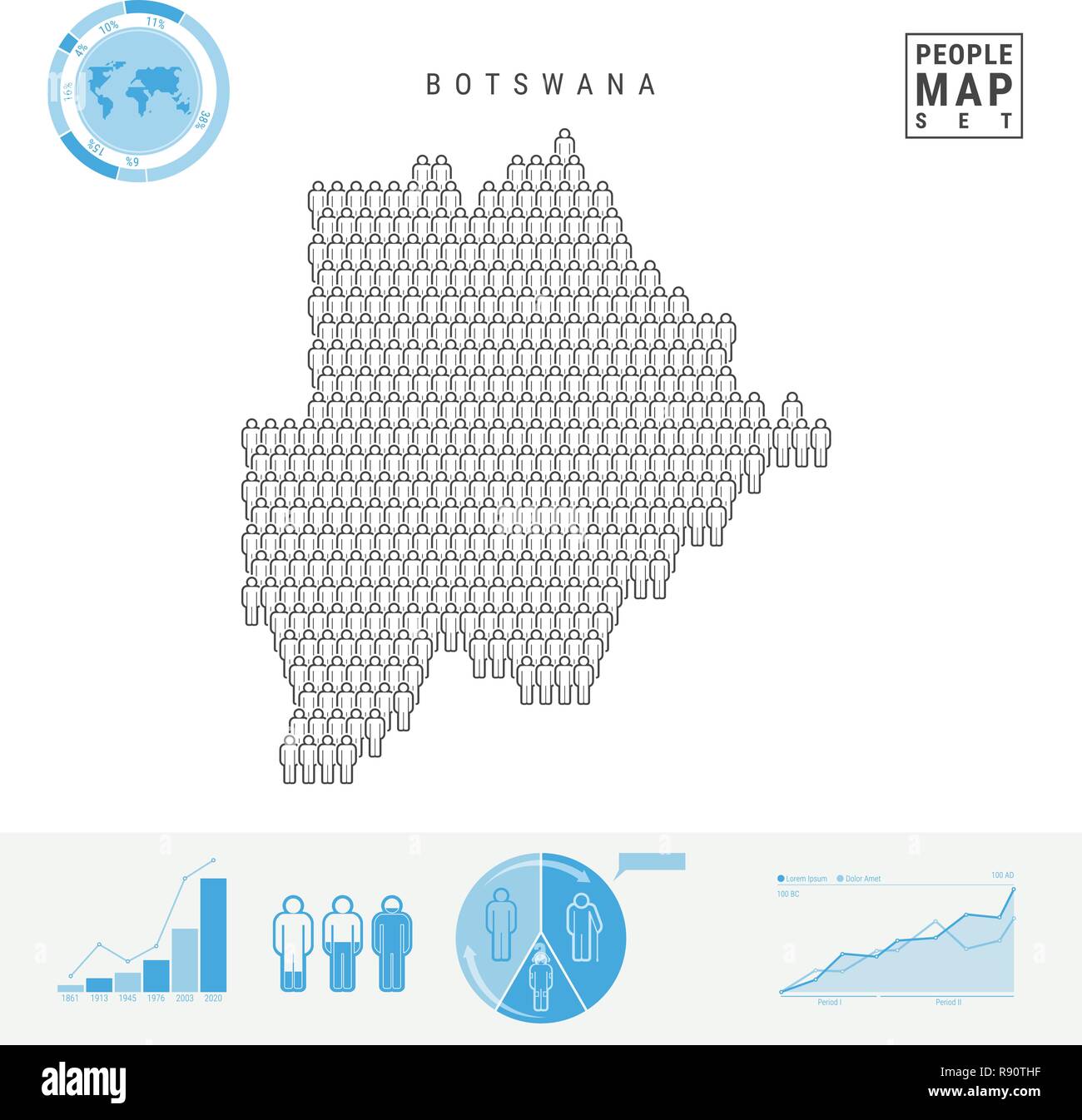 Botswana People Icon Map. Stylized Vector Silhouette of Botswana ...