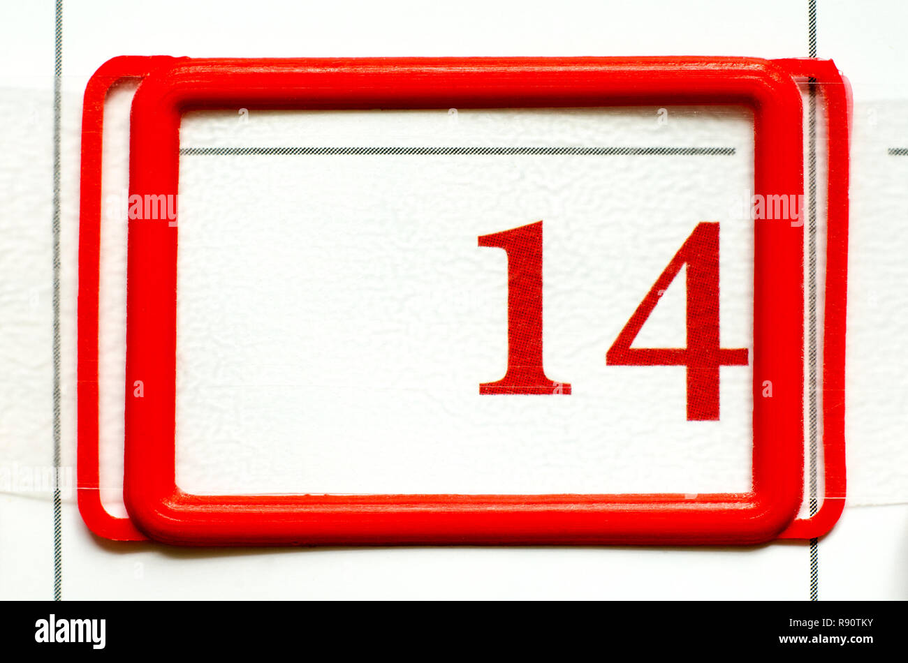 calendar date with number fourteen Stock Photo - Alamy