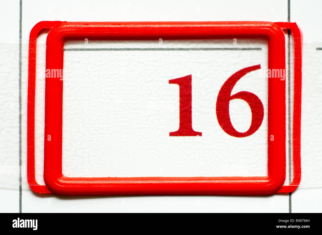 calendar date with number sixteen Stock Photo - Alamy