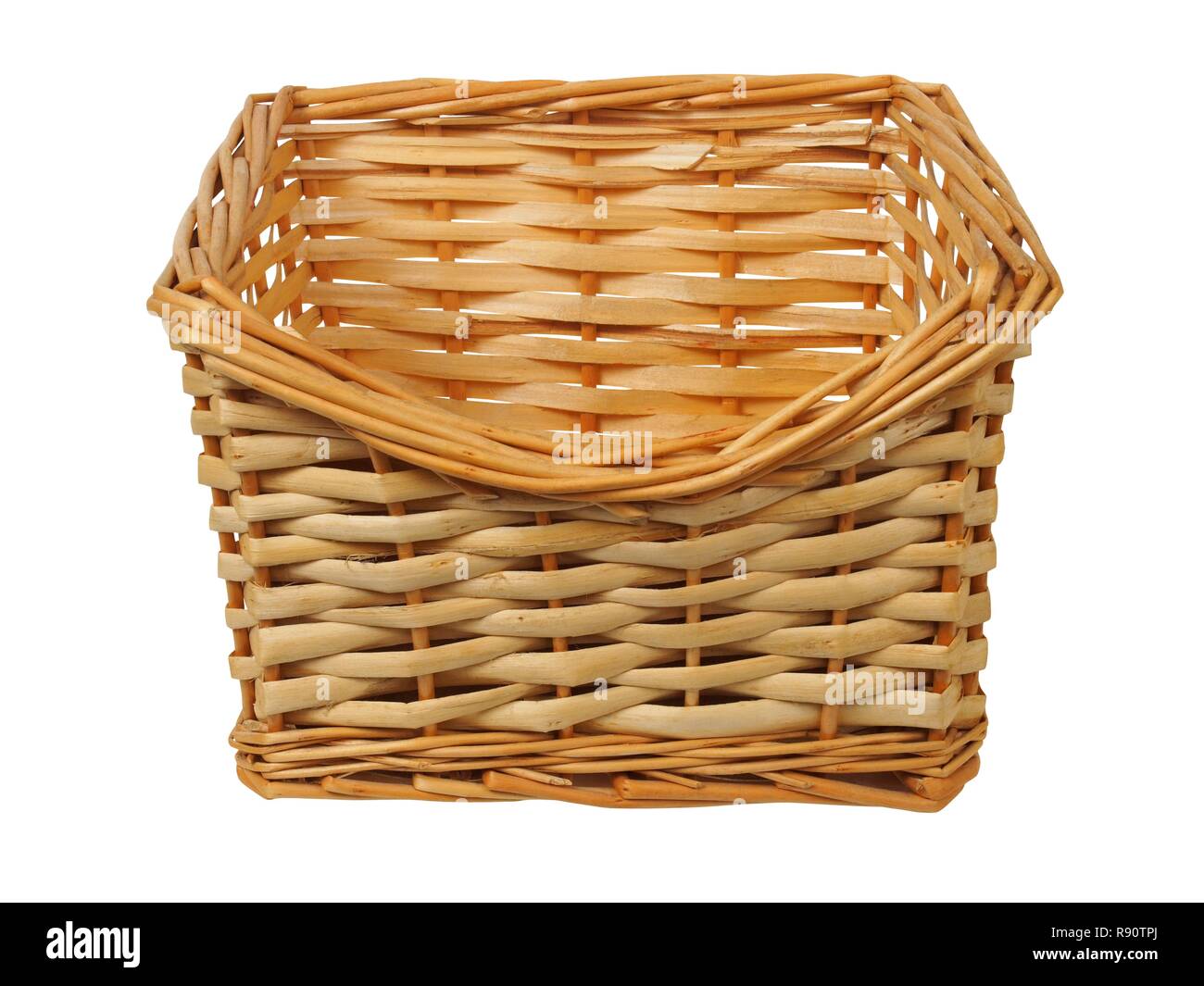 Empty wicker basket on white background Stock Photo - Alamy