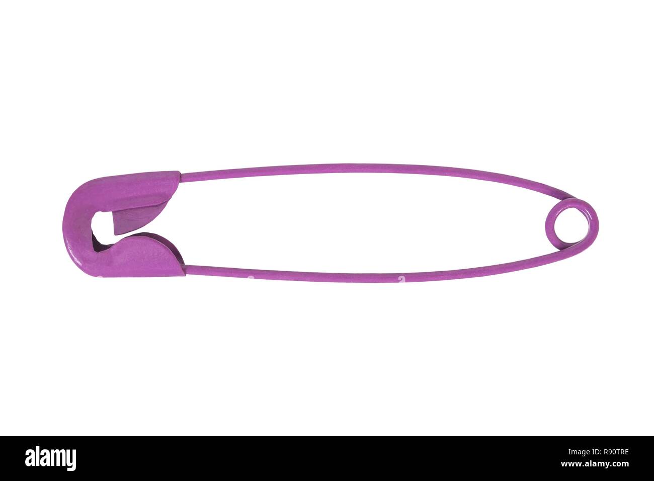 Closed purple safety pin isolated on white background Stock Photo - Alamy