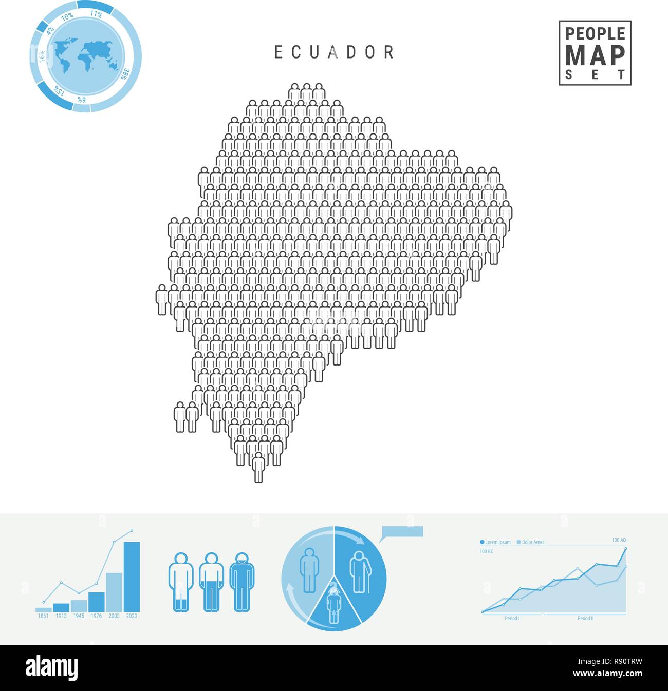 Ecuador People Icon Map. Stylized Vector Silhouette of Ecuador ...