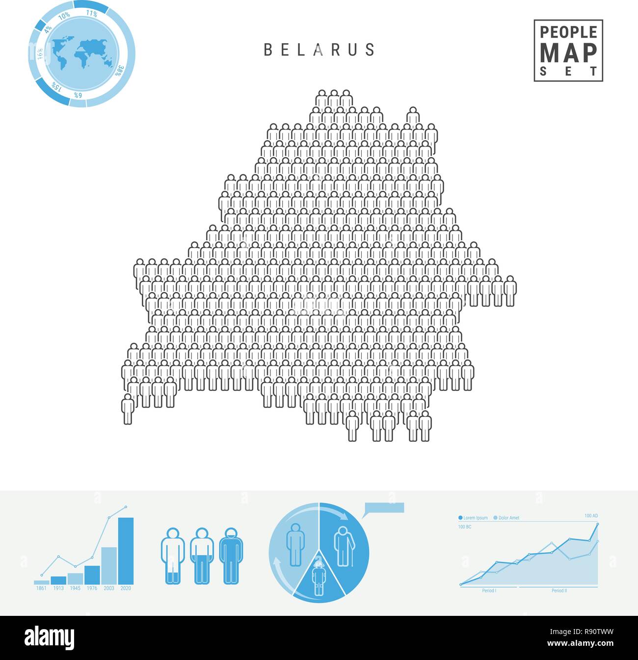 Belarus People Icon Map. Stylized Vector Silhouette of Belarus ...