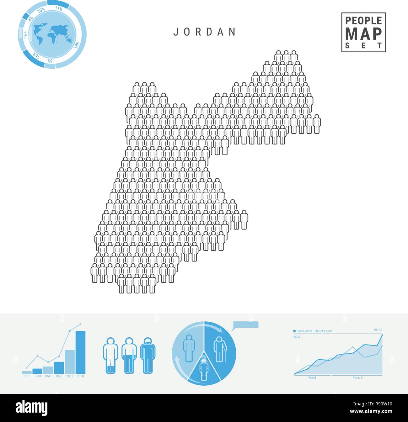 Jordan People Icon Map. Stylized Vector Silhouette of Jordan ...