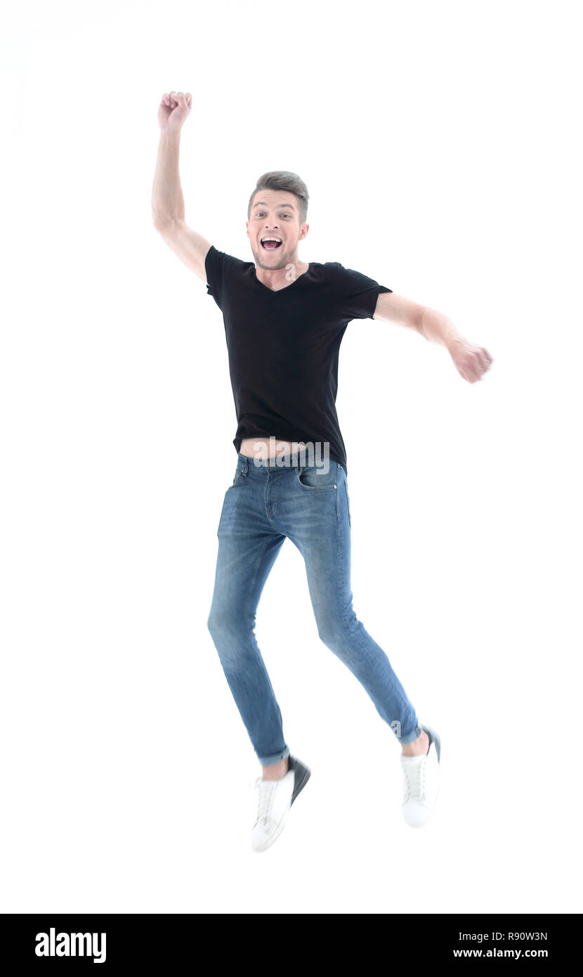 Handsome man jumping Stock Photo - Alamy