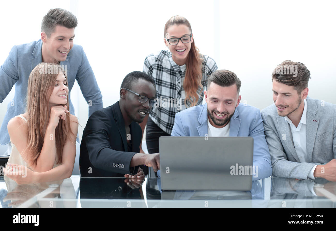 Business meeting in office with laptop computer Stock Photo - Alamy